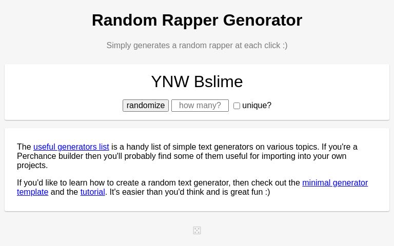Random Rapper Genorator ― Perchance Generator