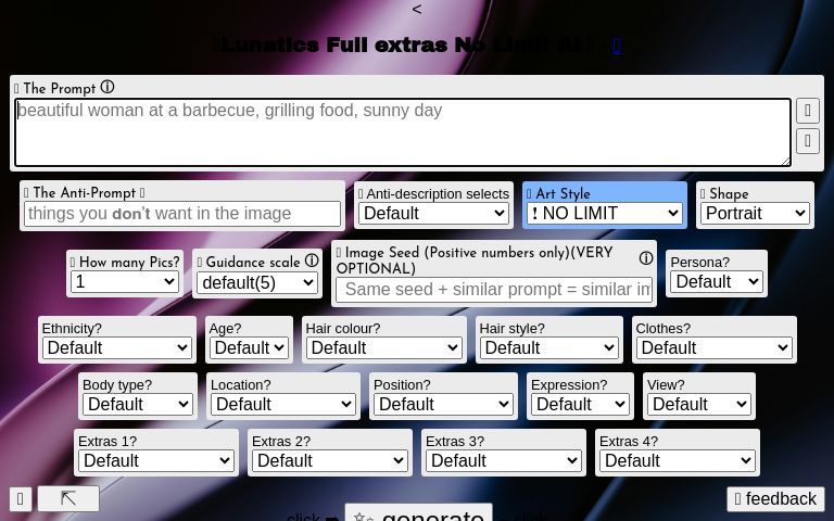 Lunatic's full extras No Limit AI (Free, No Sign-up, No Limits ...