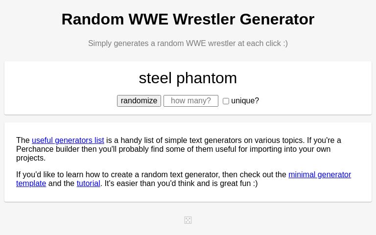 Random WWE Wrestler Generator