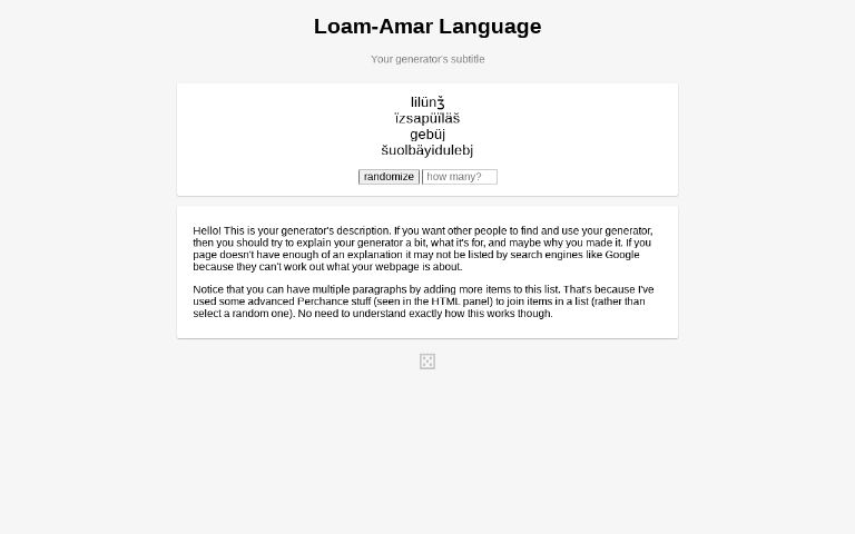 Loam-Amar Language ― Perchance Generator