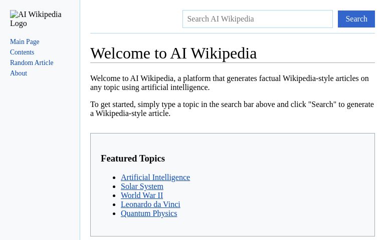 Welcome to AI Wikipedia ― Perchance Generator