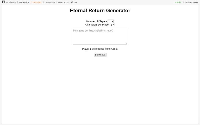 Eternal Return Generator