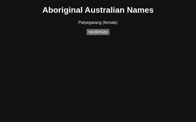 Aboriginal Australian Names ― Perchance Generator