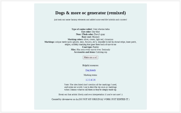 Dogs & more oc generator (remixed)