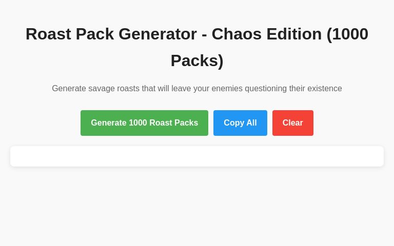 Roast Pack Generator - Chaos Edition (1000 Packs)