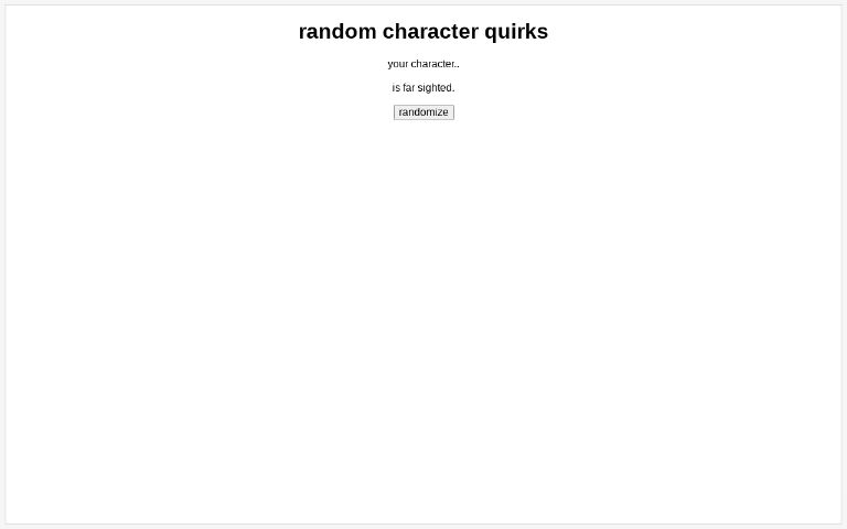 random character quirks ― Perchance Generator