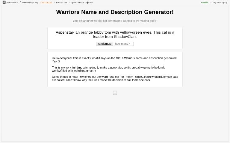 Warriors Name and Description Generator!