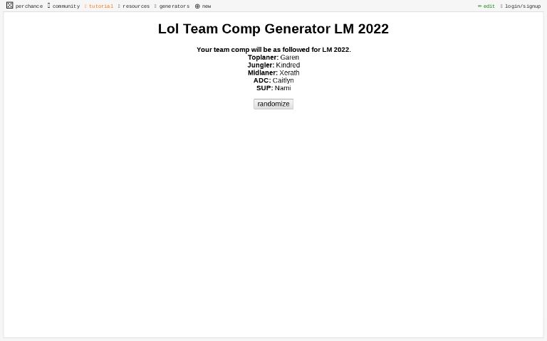 Lol Team Comp Generator LM 2022
