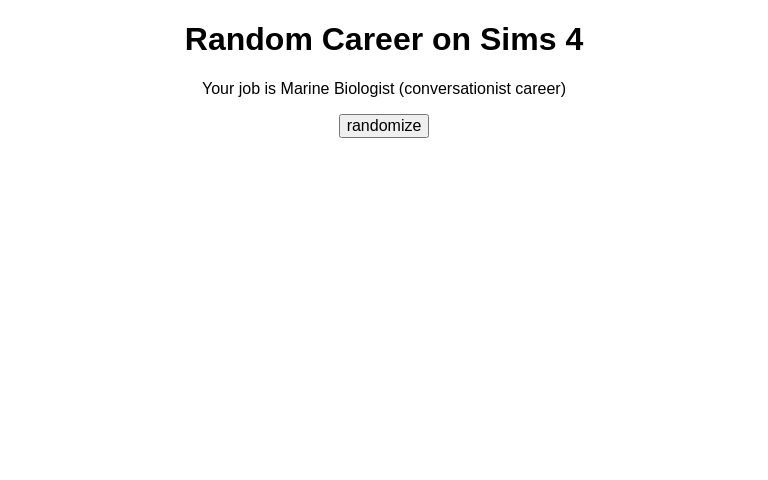 Random Career on Sims 4 ― Perchance Generator