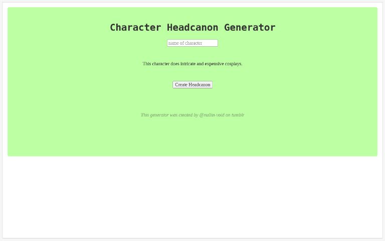 Character Headcanon Generator
