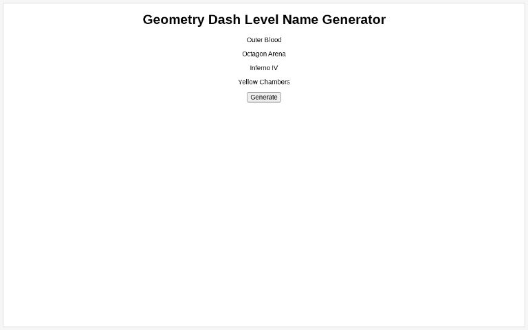 Geometry Dash Level Name Generator