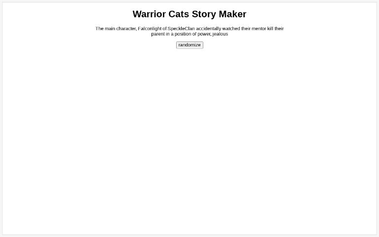 Warrior Cats Story Maker ― Perchance Generator