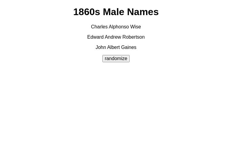 1860s Male Names ― Perchance Generator