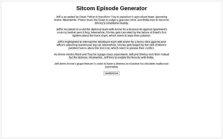 Sitcom Episode Generator