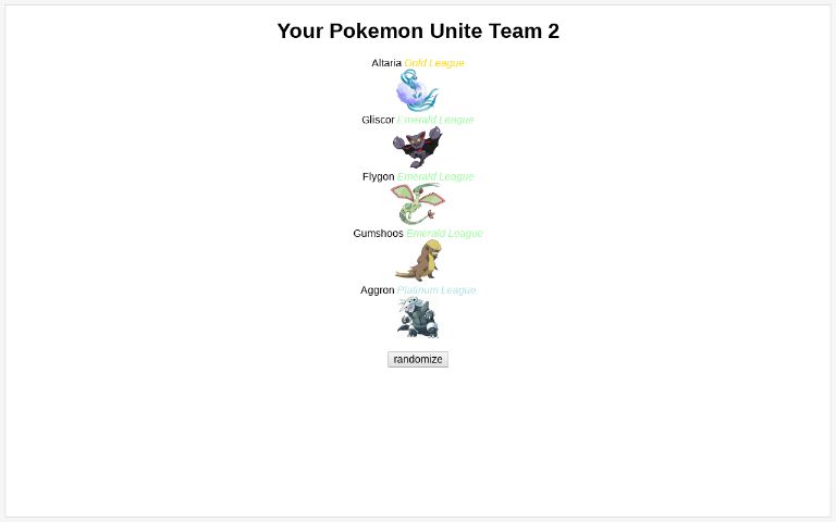 Your Pokemon Unite Team 2 ― Perchance Generator