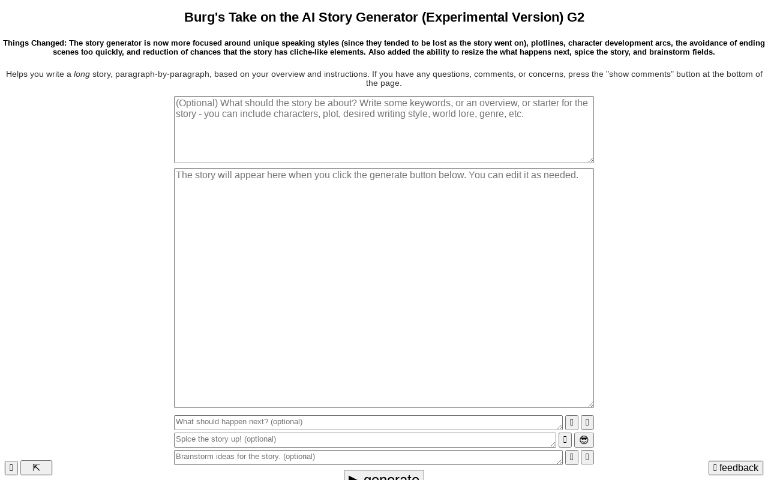 Burg's Take on AI Story Generator (Experimental version) (free ...