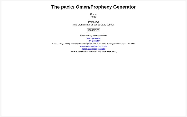 The packs Omen/Prophecy Generator