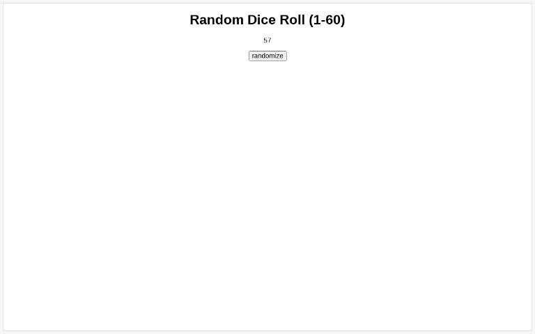 Random Dice Roll (1-60) ― Perchance Generator