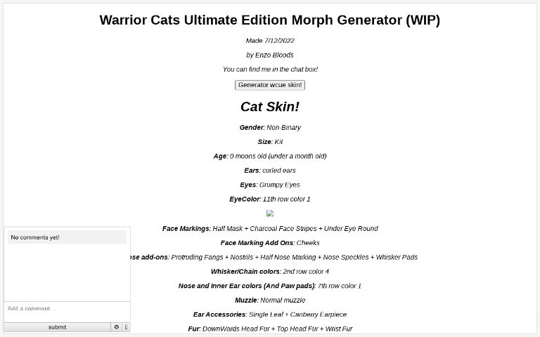 Warrior Cats Ultimate Edition Morph Generator (WIP)