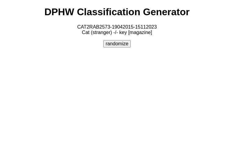 DPHW Classification Generator