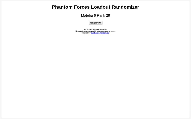 Phantom Forces Loadout Randomizer ― Perchance Generator