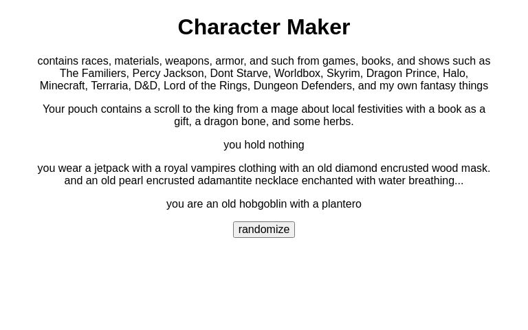 Character Maker ― Perchance Generator