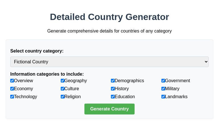 Detailed Country Generator