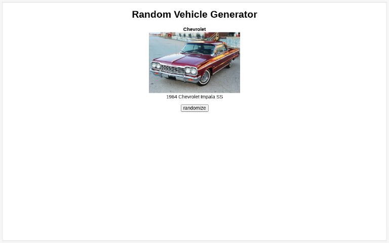 Random Vehicle Generator