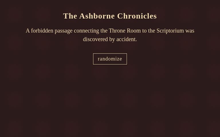 The Ashborne Chronicles ― Perchance Generator