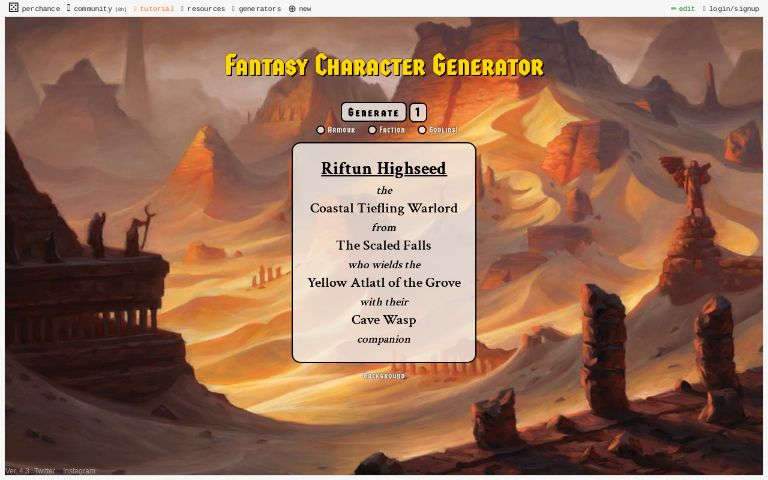 Fantasy Character Generator