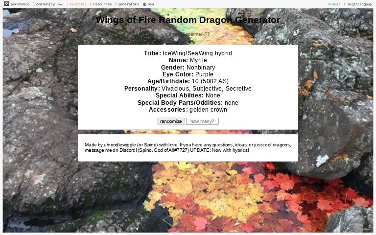 Wings of Fire Random Dragon Generator