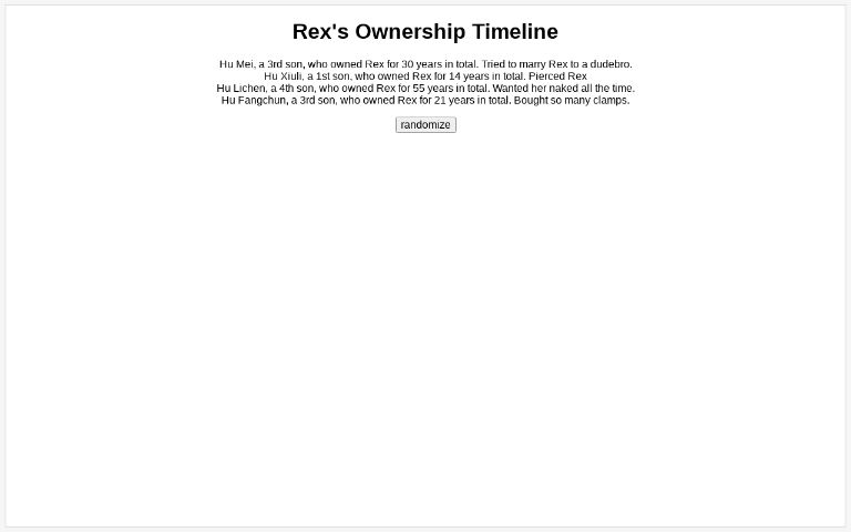 Rex's Ownership Timeline ― Perchance Generator