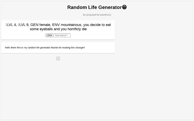 Random Life Generator😁