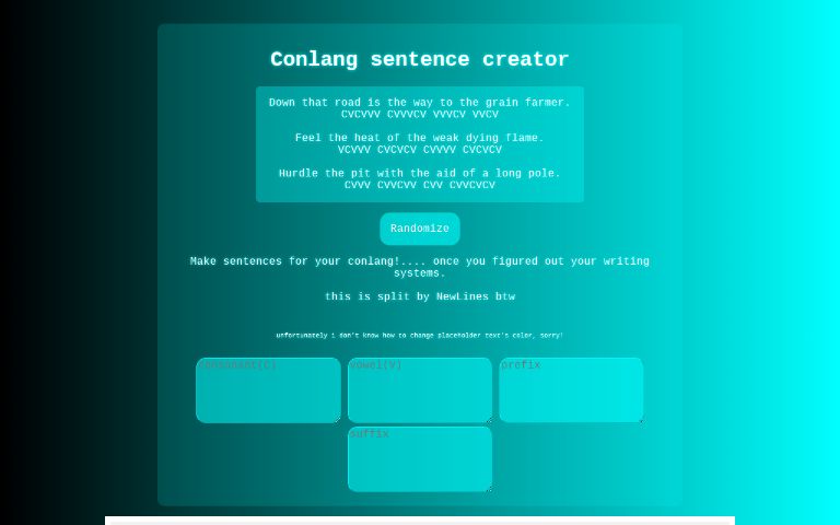 Conlang sentence creator ― Perchance Generator