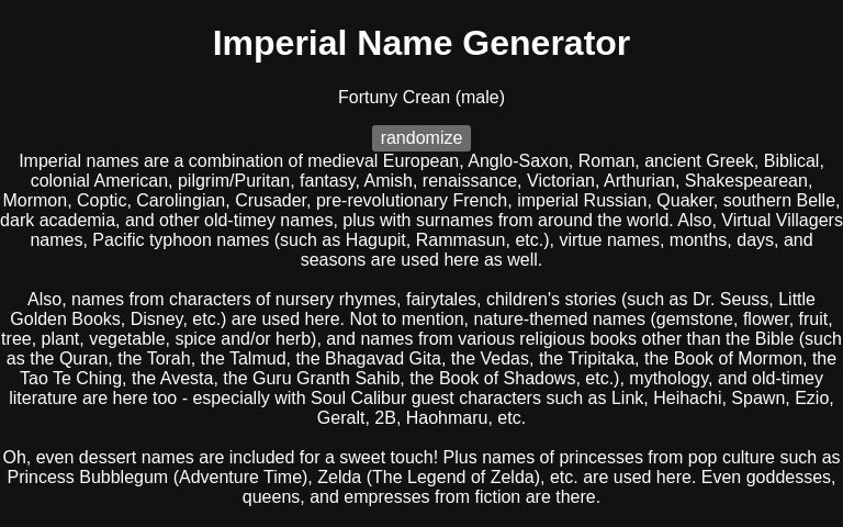 Imperial Name Generator