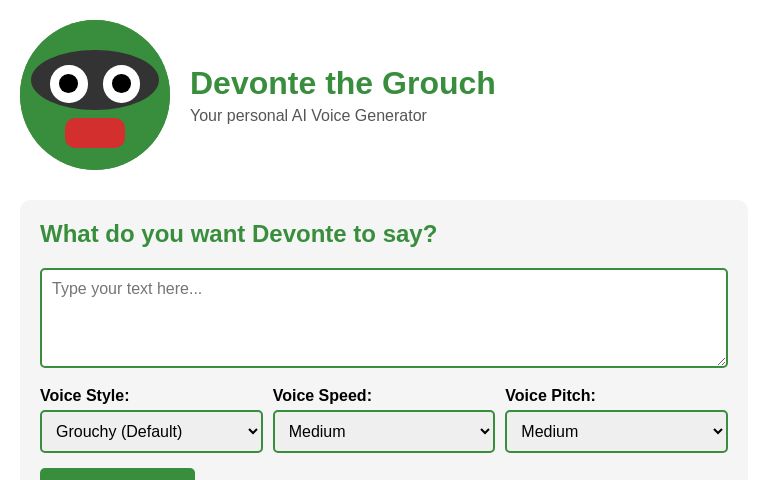 Devonte the Grouch ― Perchance Generator