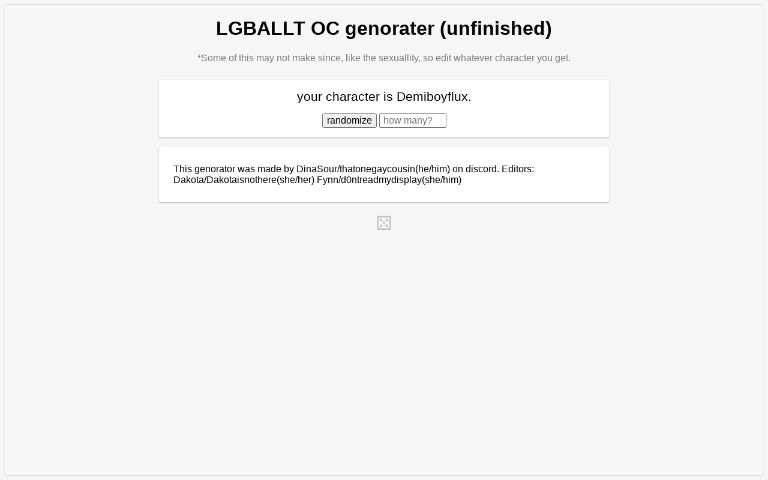 LGBALLT OC genorater (unfinished) ― Perchance Generator