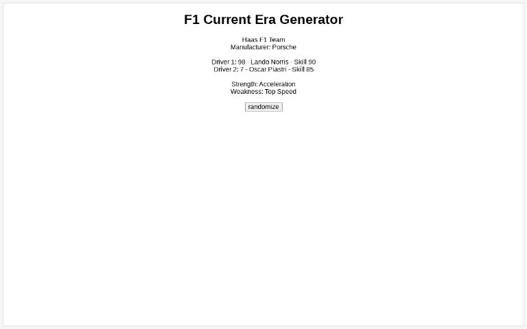 F1 Current Era Generator