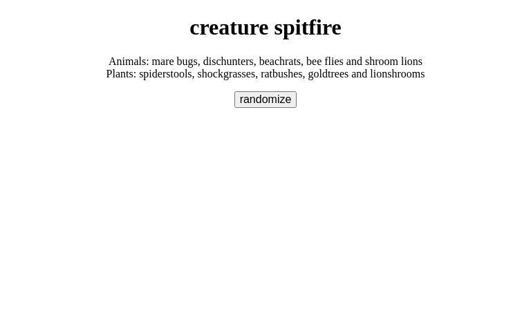 creature spitfire ― Perchance Generator