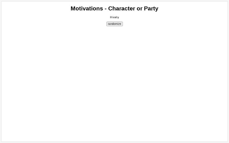 Motivations - Character or Party ― Perchance Generator