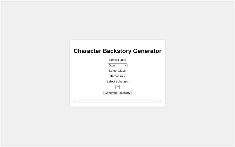 Character Backstory Generator