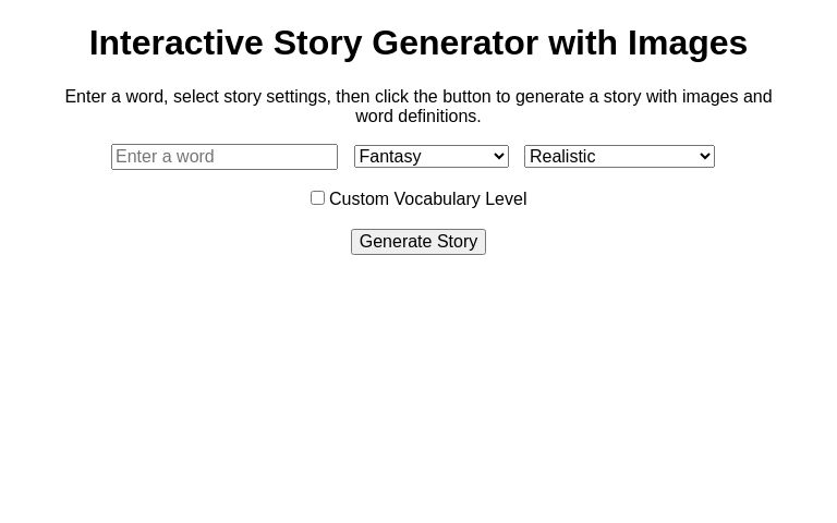 Interactive Story Generator with Images