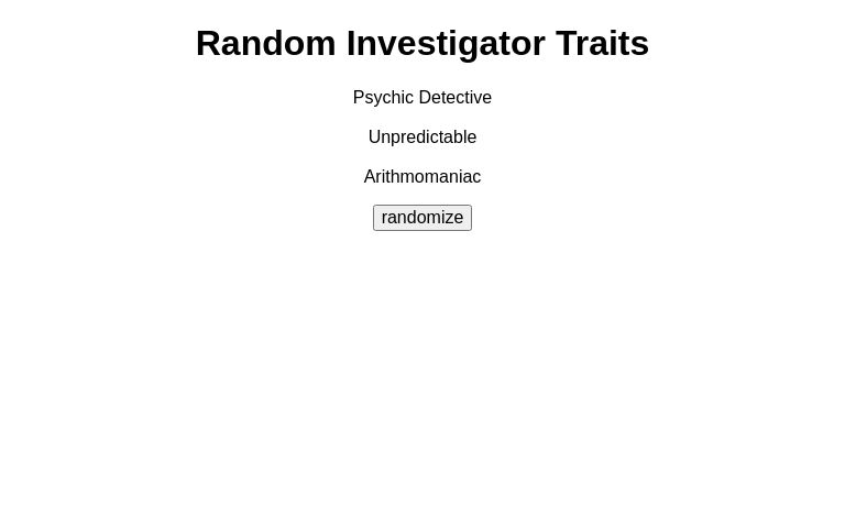 Random Investigator Traits ― Perchance Generator