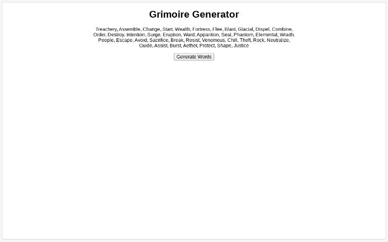 Grimoire Generator