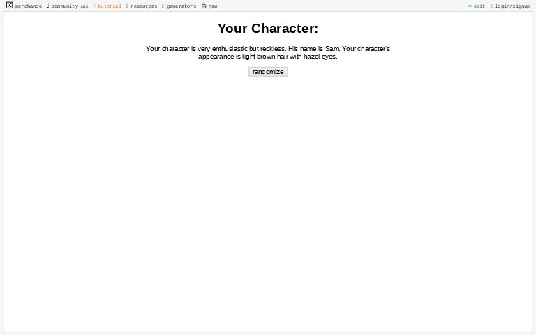 Your Character: ― Perchance Generator