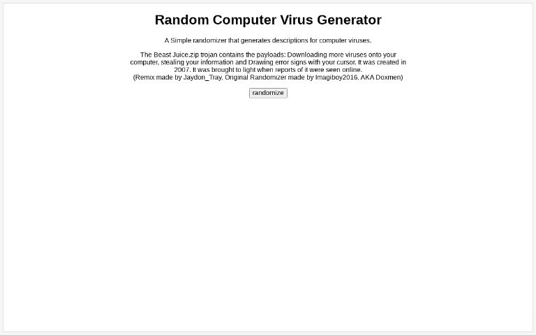 Random Computer Virus Generator