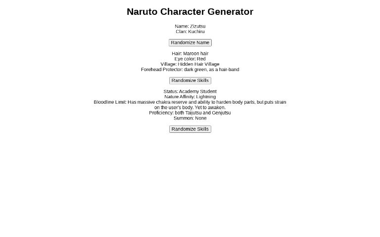 Naruto Character Generator