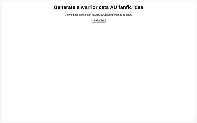 Generate a warrior cats AU fanfic idea