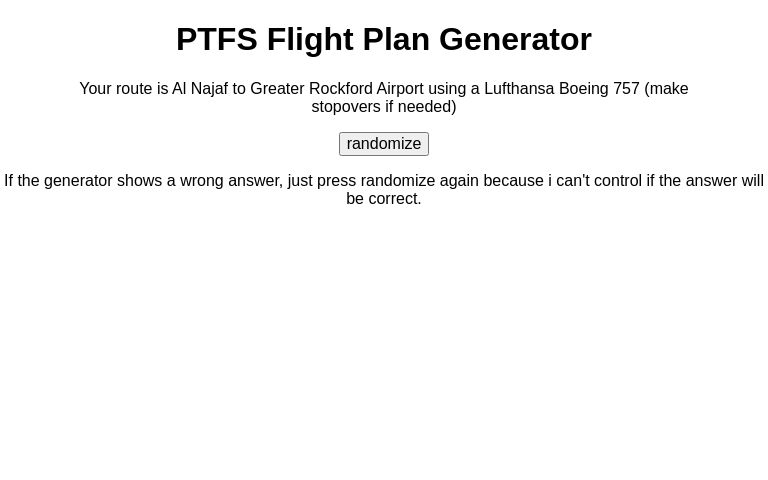 PTFS Flight Plan Generator