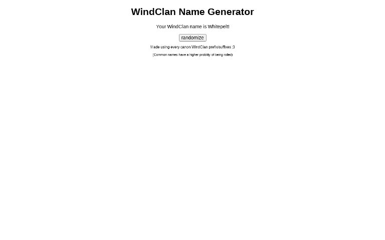 WindClan Name Generator